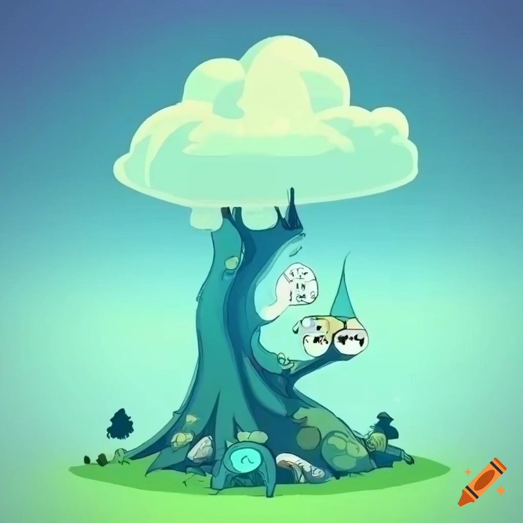 Adventure time style 2d tree illustration