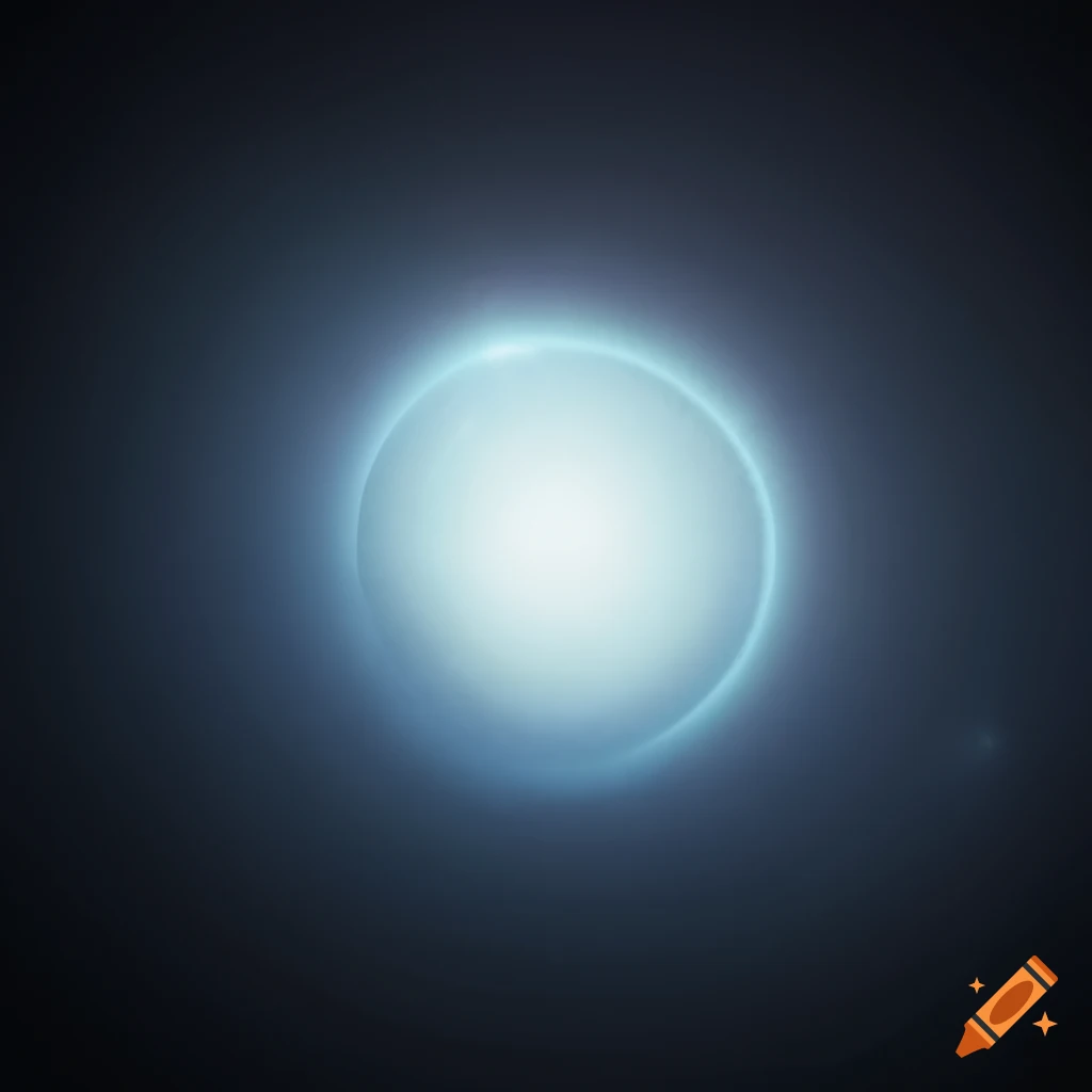 Shining sphere of white light in dark space