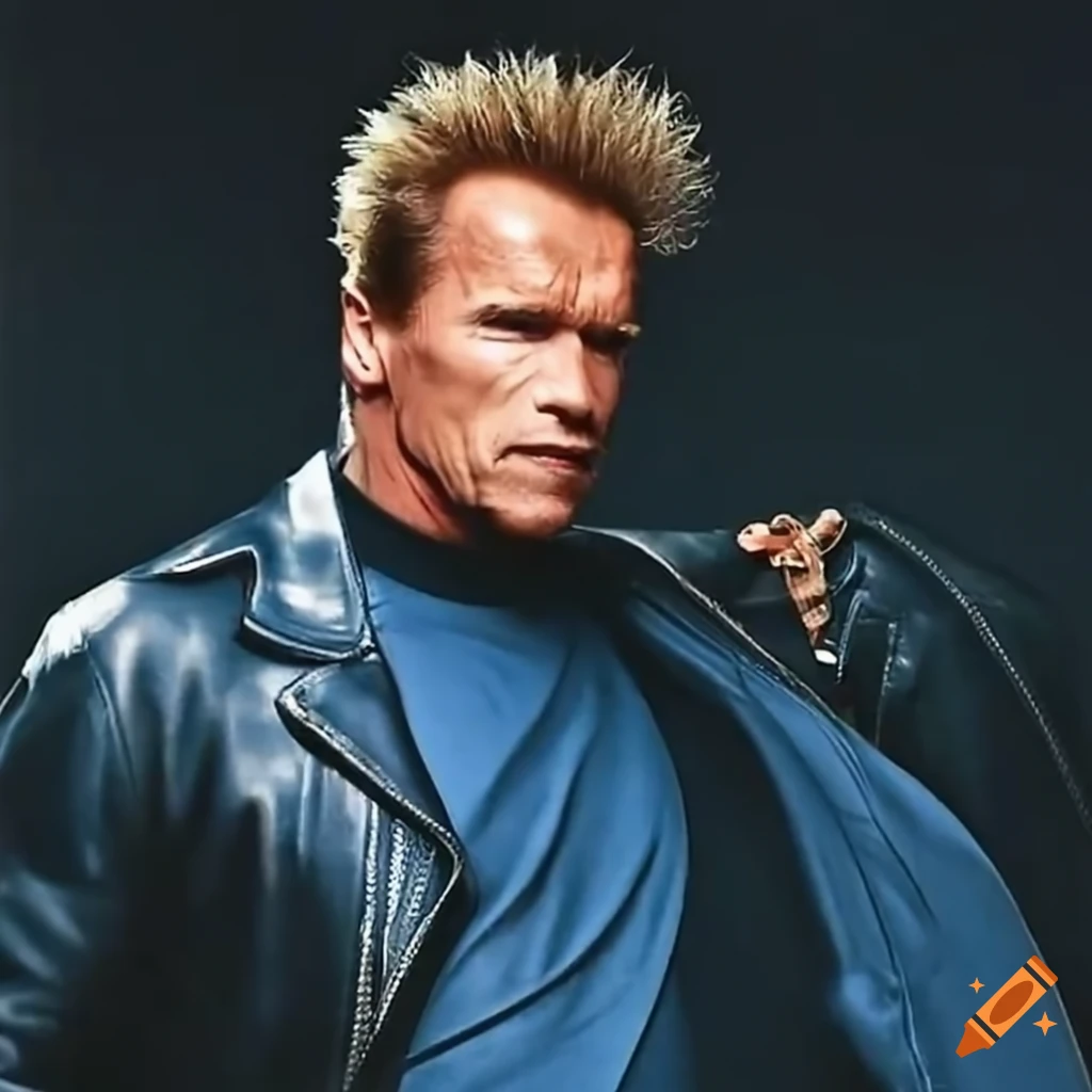 Actor with spiked hair in blue leather jacket on Craiyon