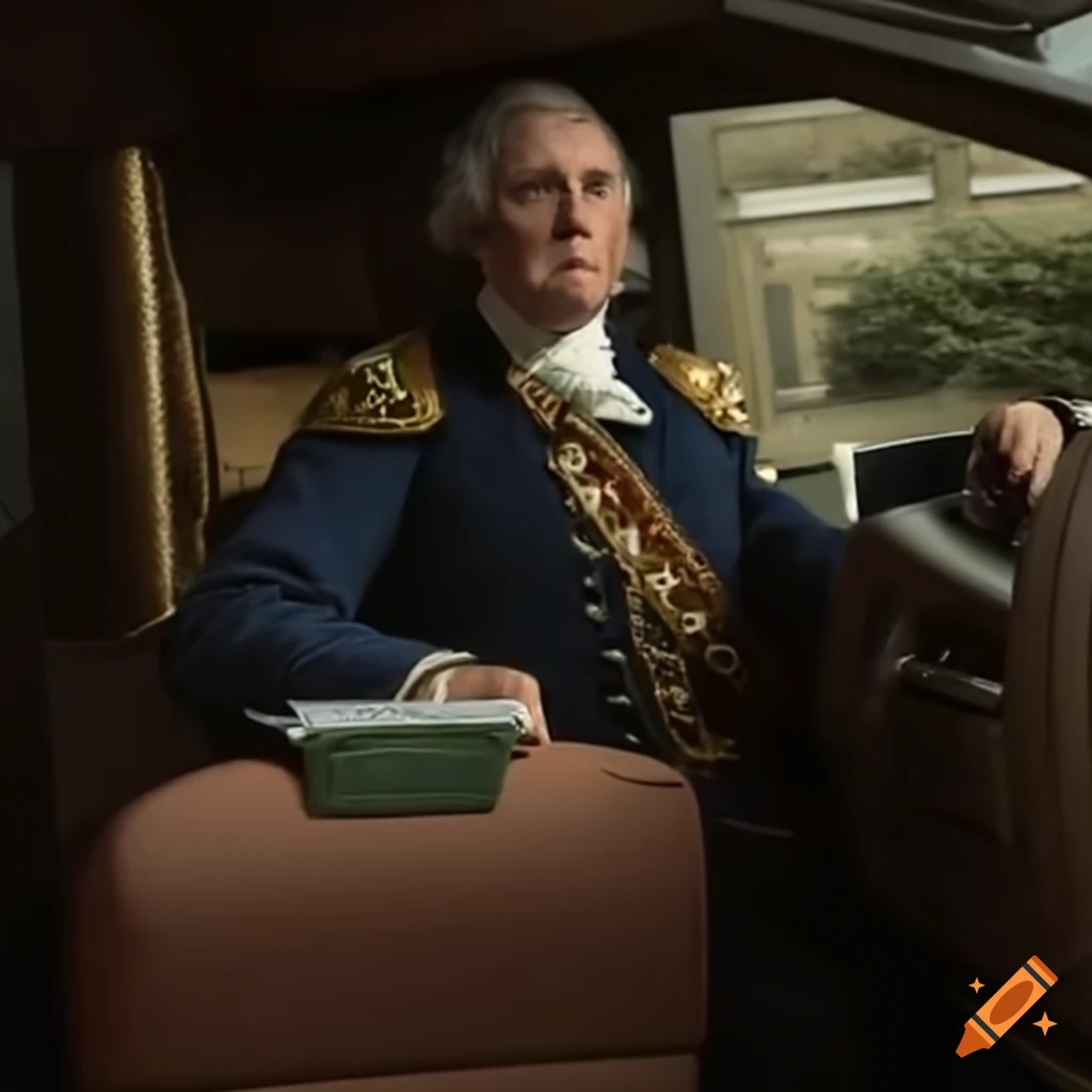 George Washington driving a Ford F150 with a washing machine in the ...