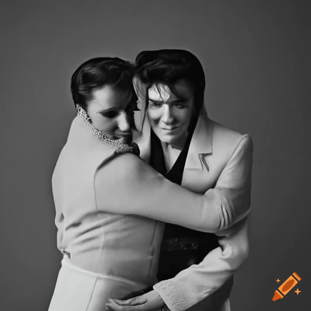 Younger elvis hugging older elvis in a mashup