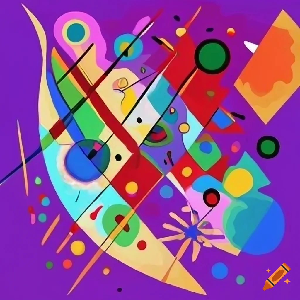 Colorful abstract Christmas painting in Kandinsky style flat design on ...