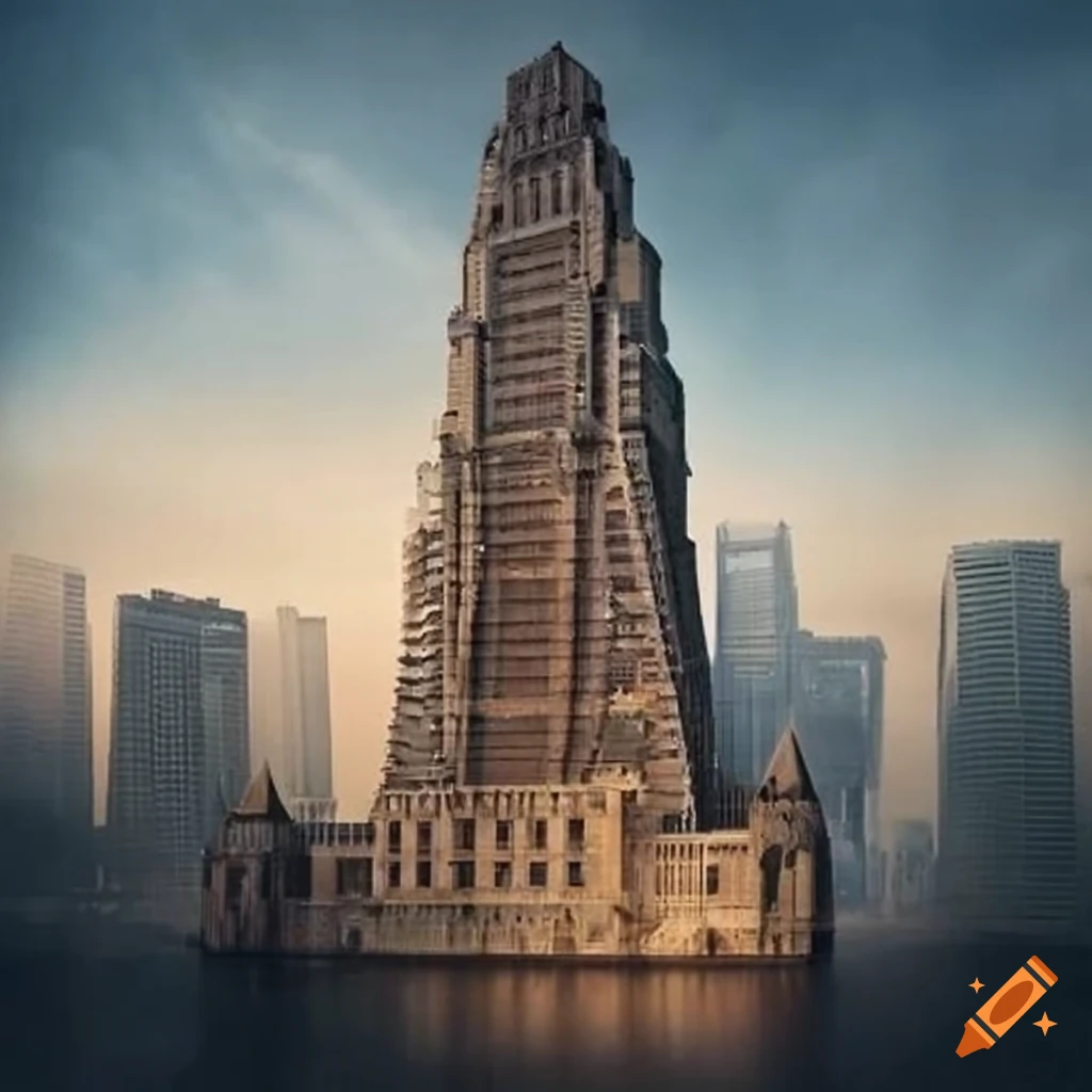 Realistic depiction of a 350-meter tall skyscraper