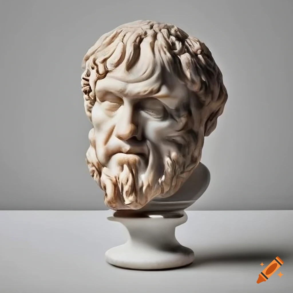 Marble bust of seneca on white canvas on Craiyon