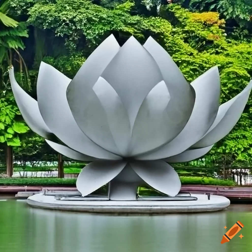 Metal lotus flower statue in singapore gardens on Craiyon