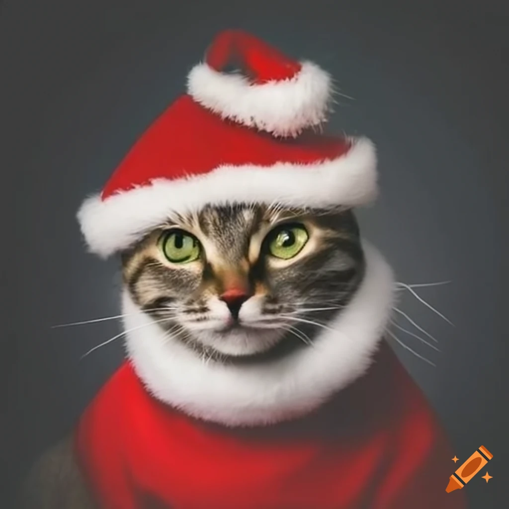 Cat wearing santa costume