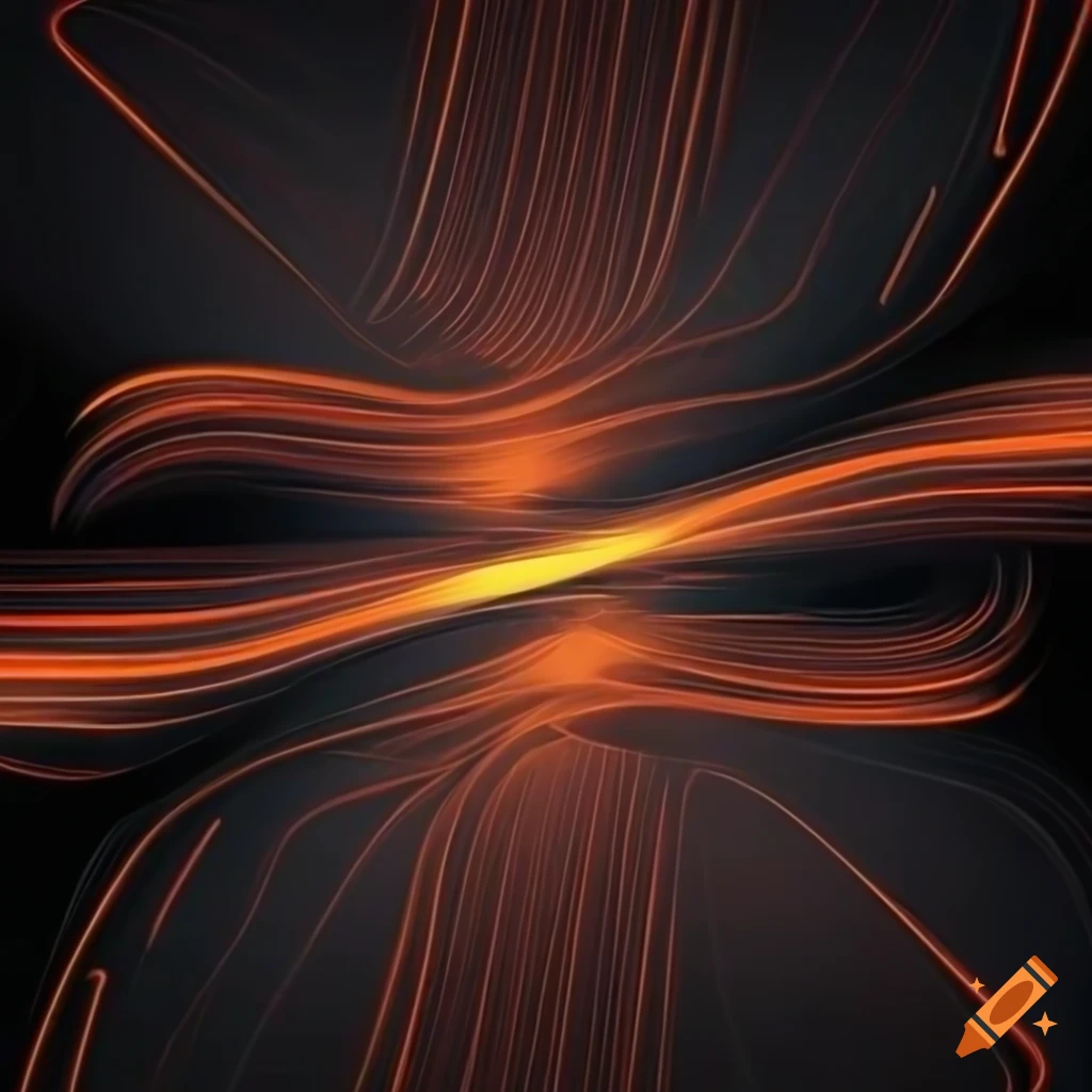 Abstract wavy orange lines on black background with fade effect
