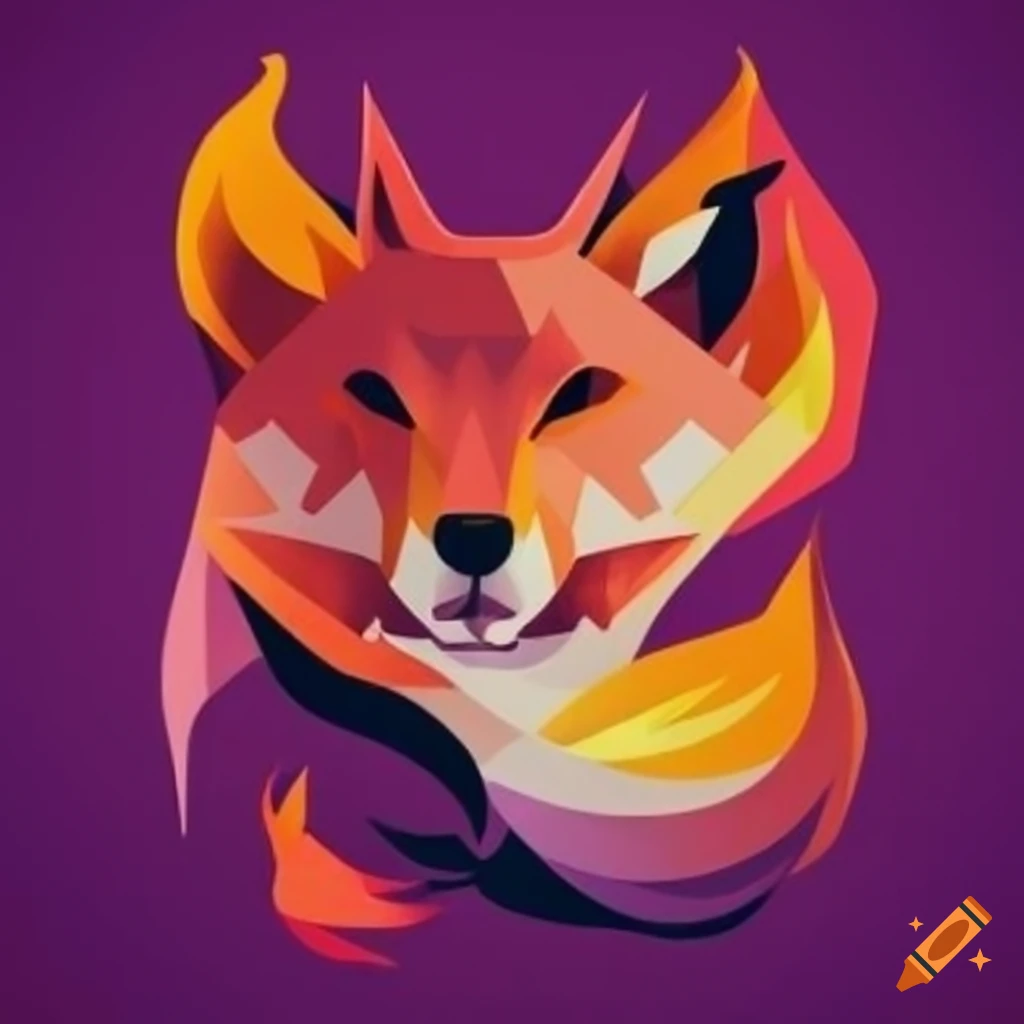 Geometric fox and fire sticker logo in orange