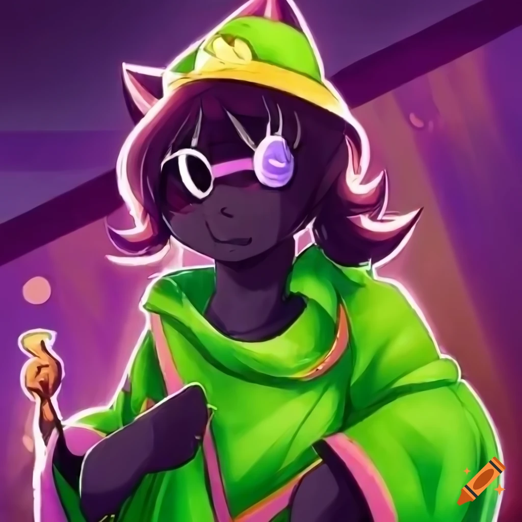 Ralsei, anthro goat boy with green glasses and robe, from Deltarune on ...