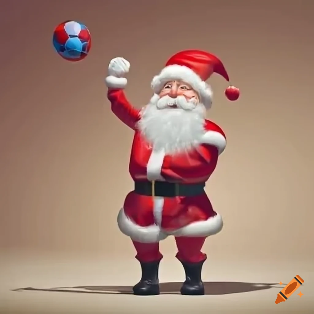 Santa playing handball