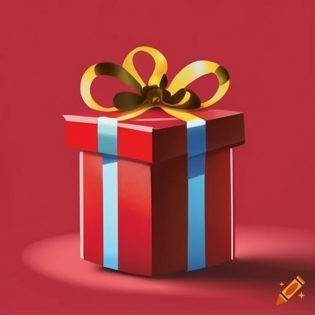 Red gift in 2d vector art style on Craiyon