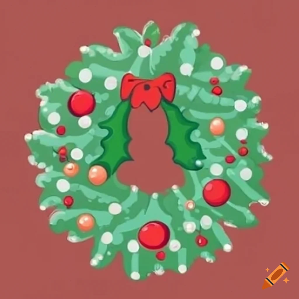 Detailed cartoon christmas wreath