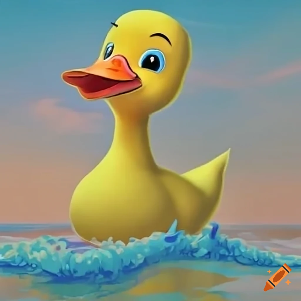 Illustration of ducky the yellow duck ready for a day at the beach