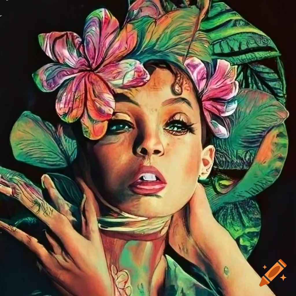 Sensational tropical iridescent lsd from noir graphic novel