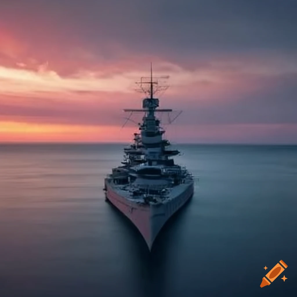 Line of iowa-class battleships in battle formation on Craiyon