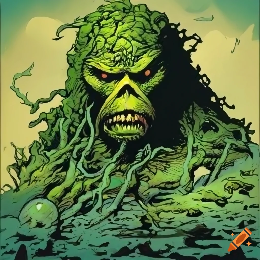 Swamp thing illustration in the style of frank frazetta on Craiyon