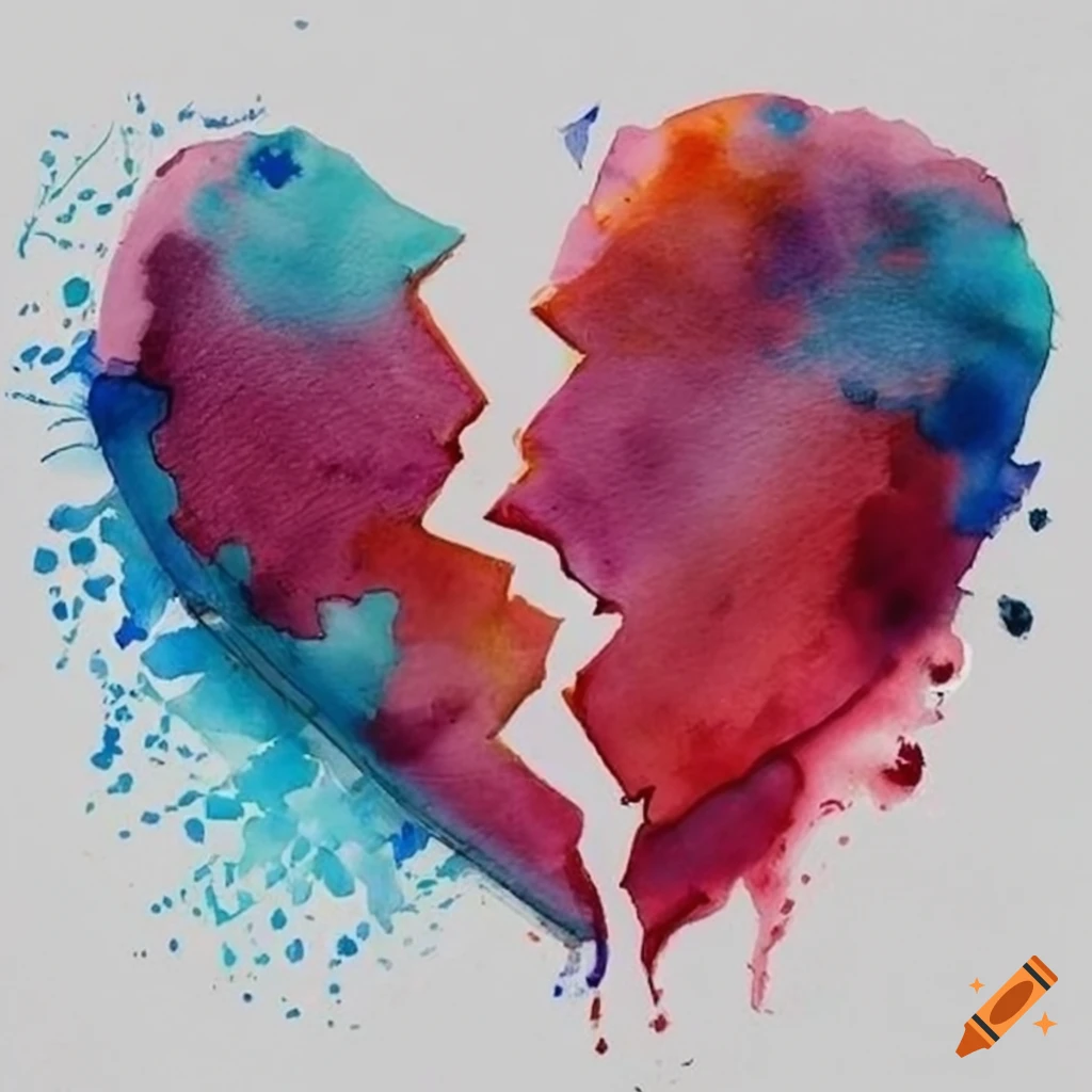 Watercolour broken heart painting