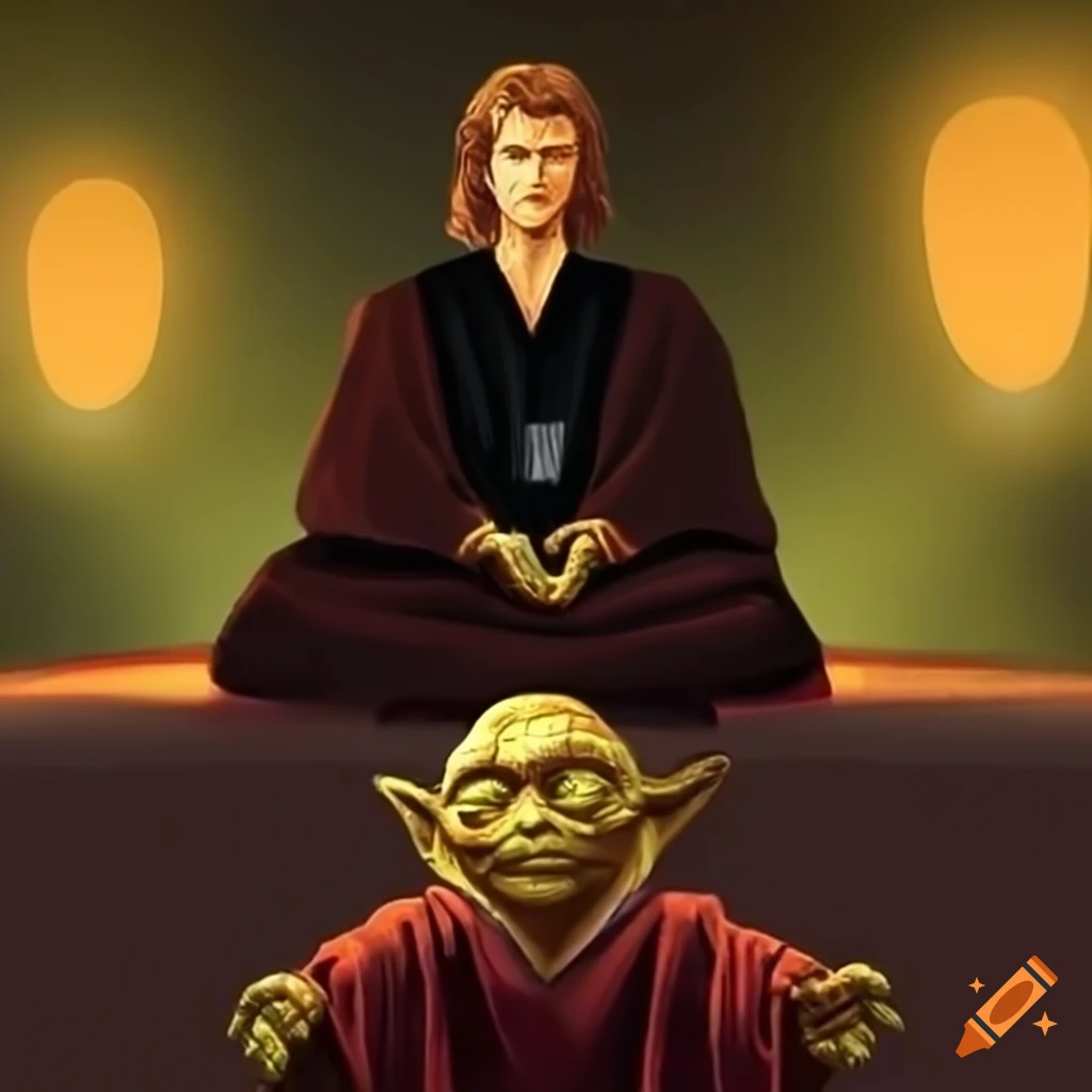 Anakin and yoda meditating