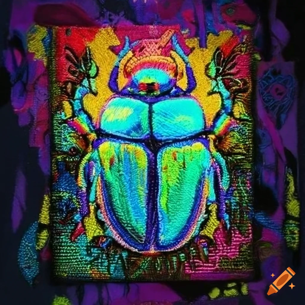 Stylish scarab beetle art with bold and colorful graffiti-style designs ...
