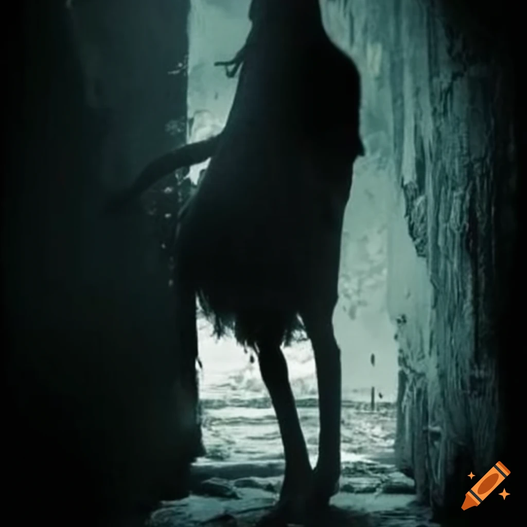 Mysterious figure in the dark in an old photo