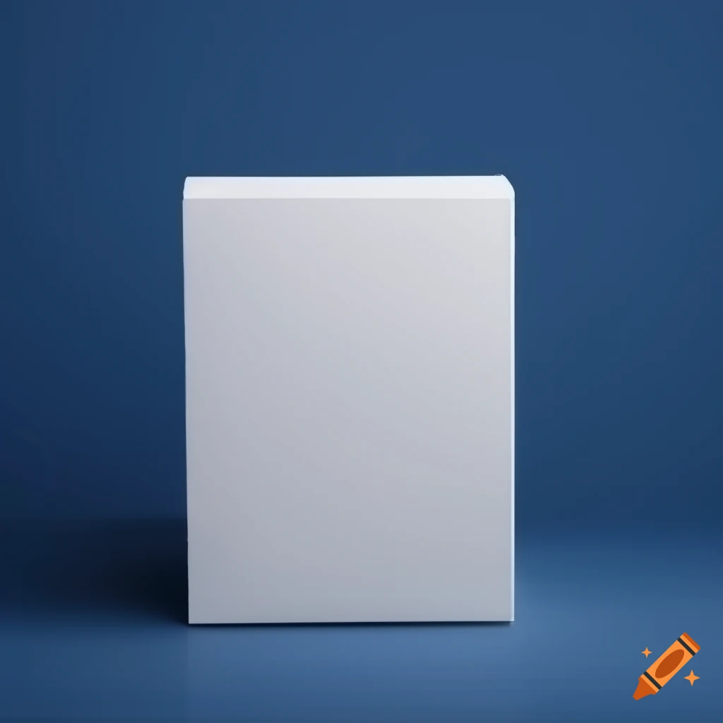 White box over deep blue background