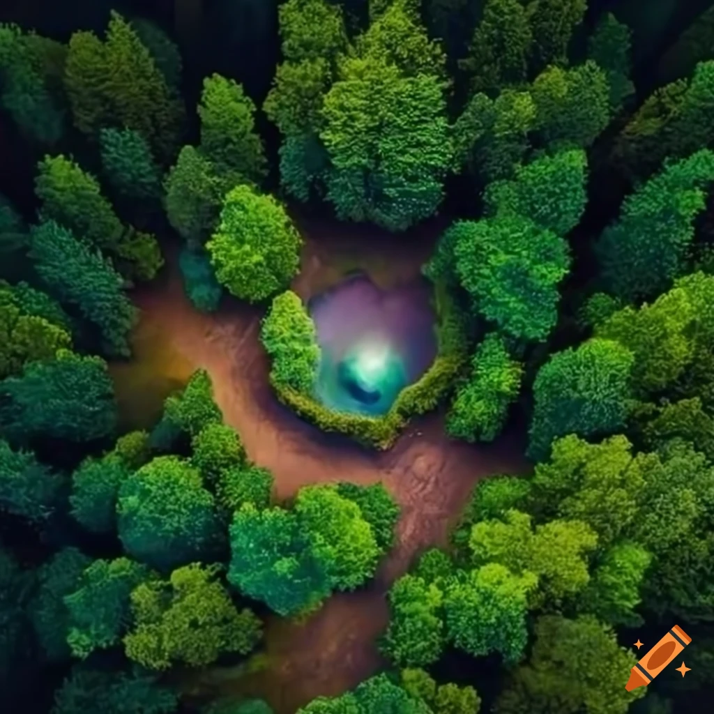 High angle view of a gem in a forest