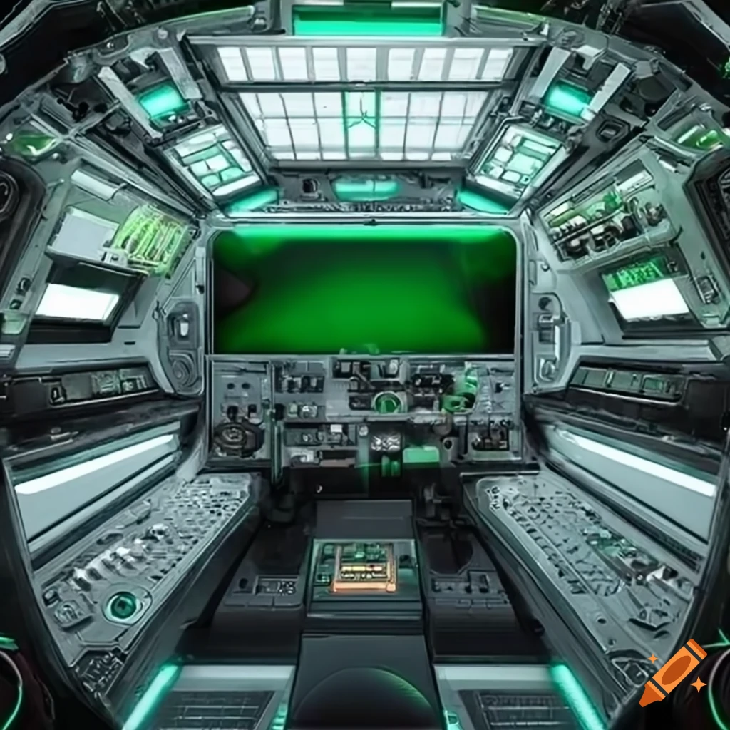 Hyperrealistic sci fi spaceship cockpit with advanced control panels ...