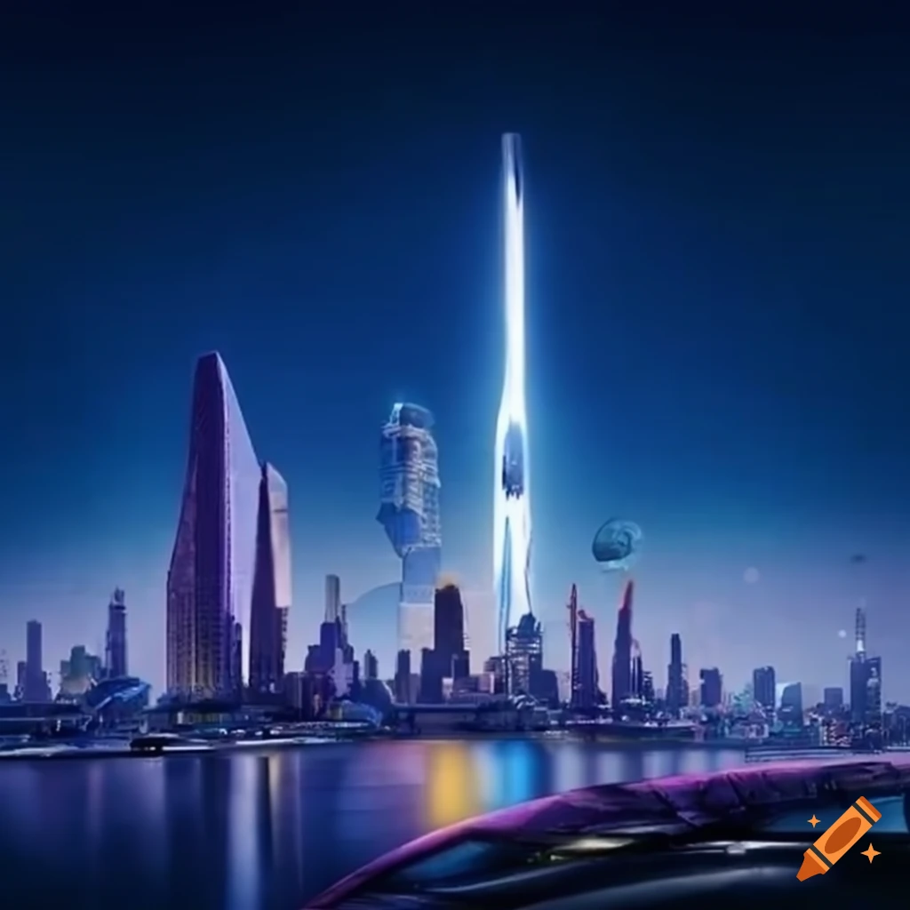 Innovative future cityscape depicting year 2050