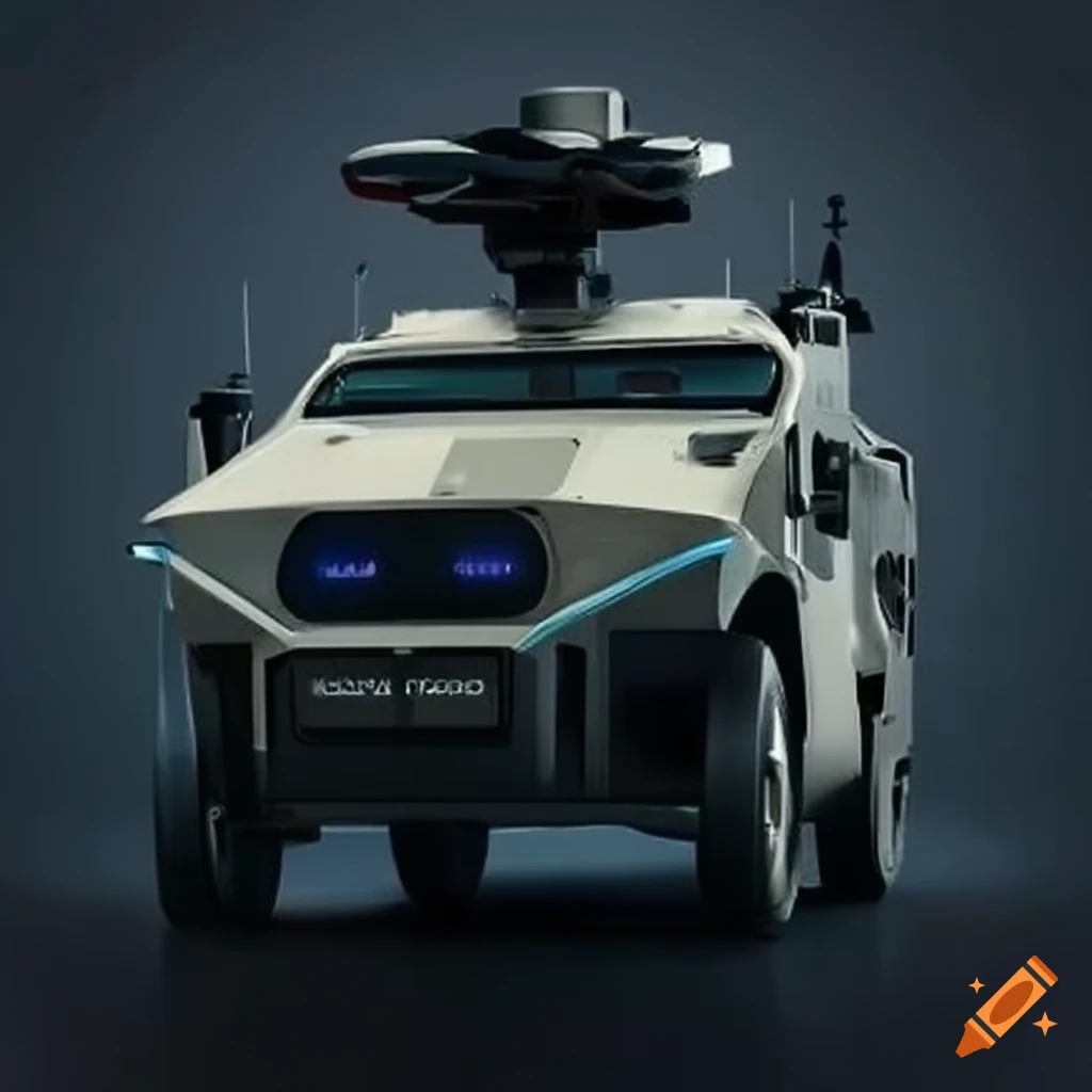 Autonomous surveillance vehicle with cameras and drones named Mustaqbal ...
