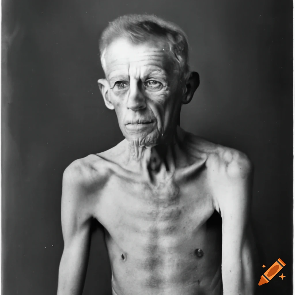 Multiple generations of a skinny man in a repeated xerox photo on Craiyon