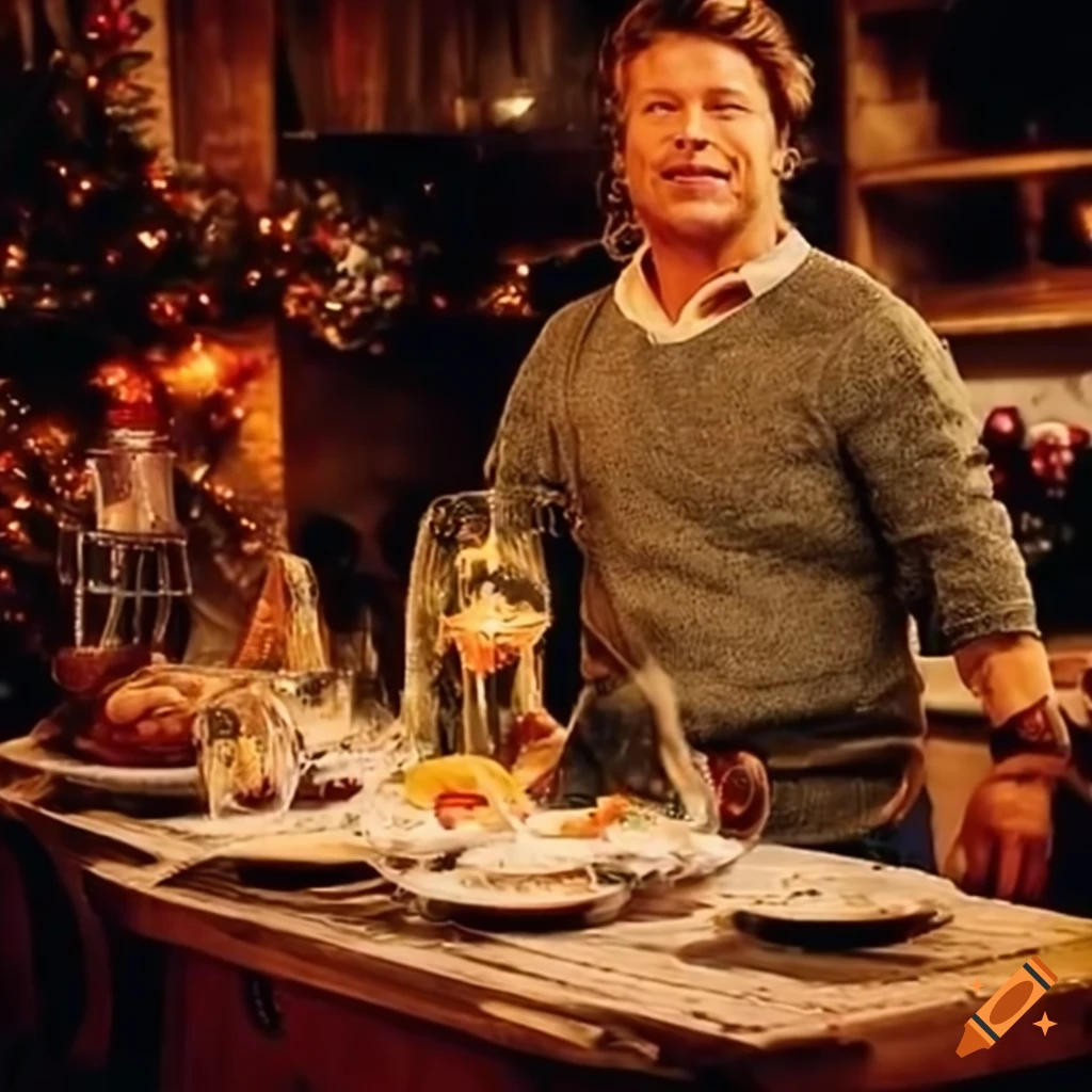 Jamie oliver serving christmas dinner
