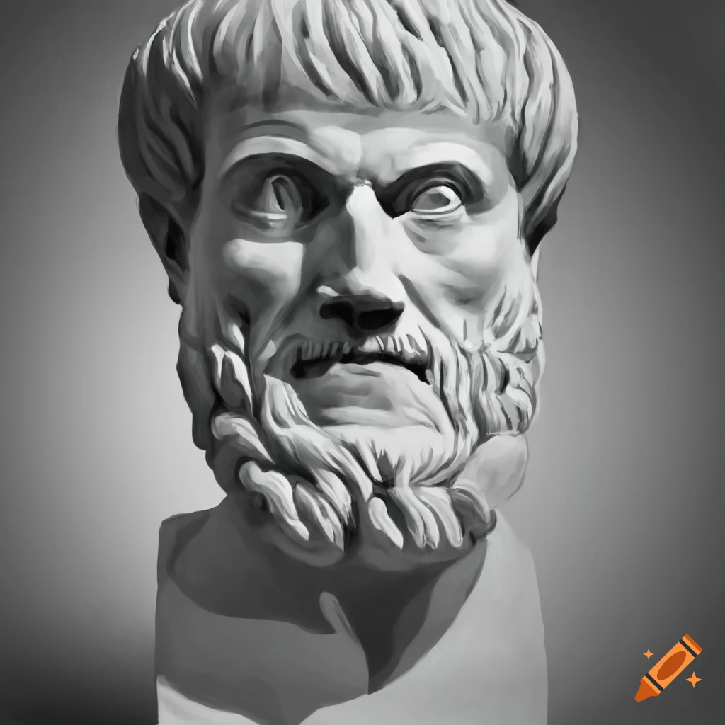 Black and white drawing of aristotle