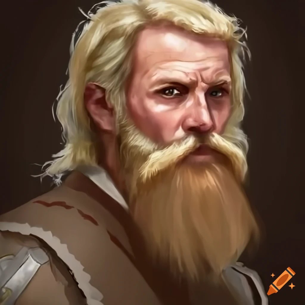 Middle-aged medieval soldier with blond beard