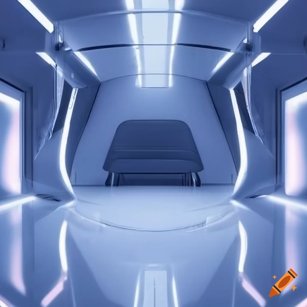 Futuristic laboratory with white walls and polished floor on Craiyon