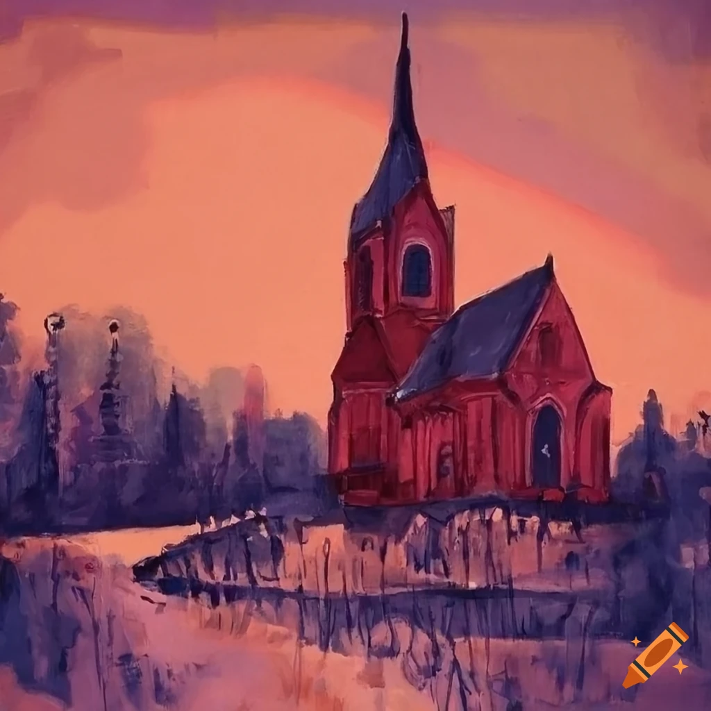 Kauhava city finland gothic style red tile church in winter night ...