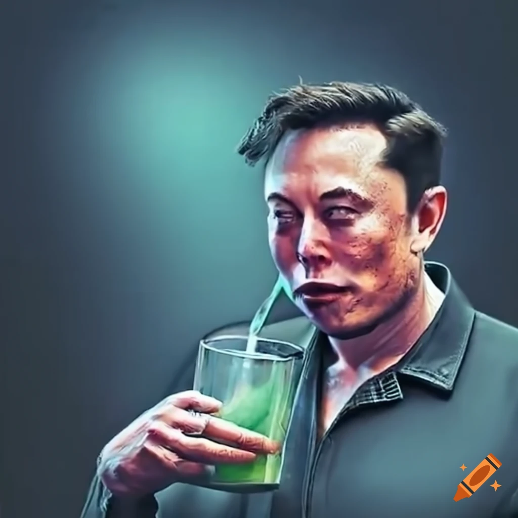 Elon musk drinking from a juice box