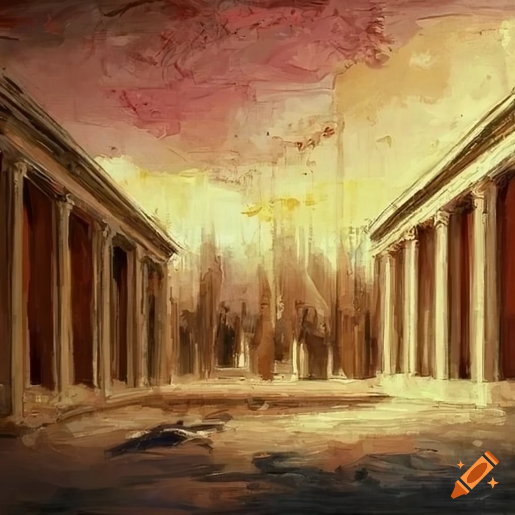 Ancient agora in abstract neoclassical style