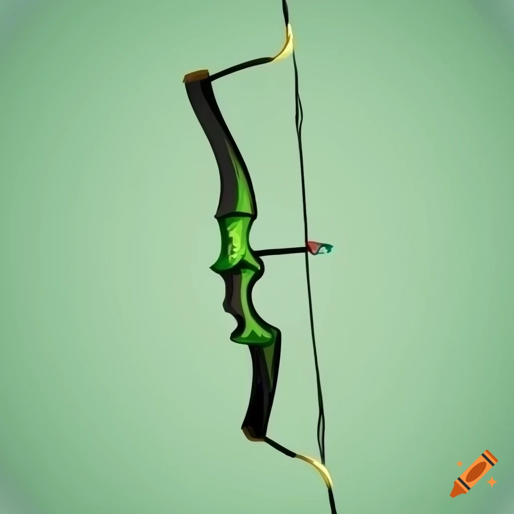 Cartoon green and black longbow in 2d style