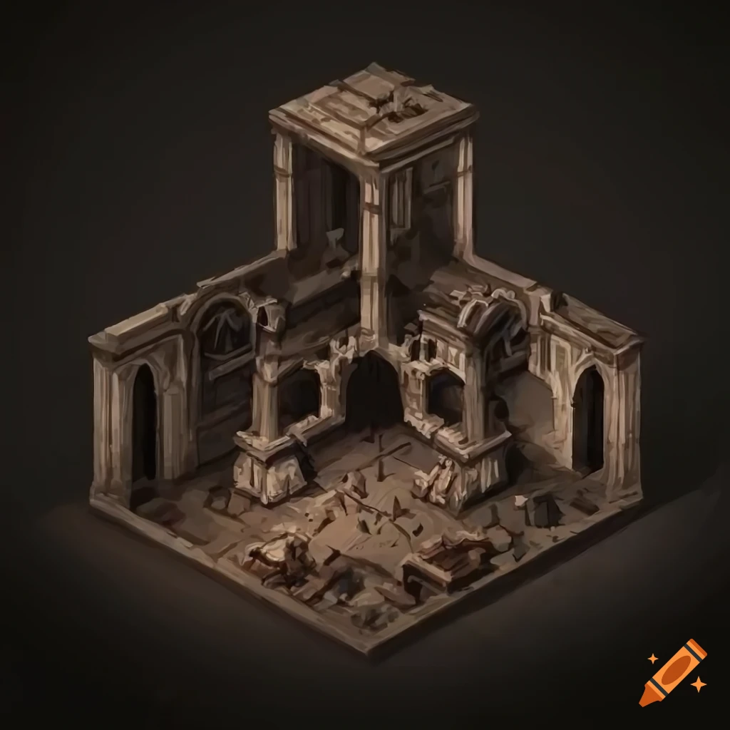 Intricate modular isometric concept art with detailed ambient occlusion ...