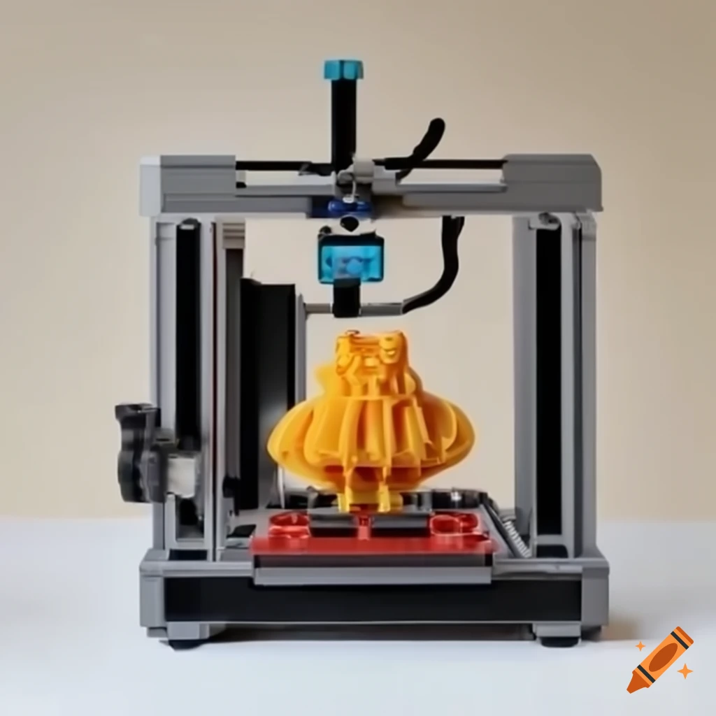 High-tech 3d printer creating a lego man