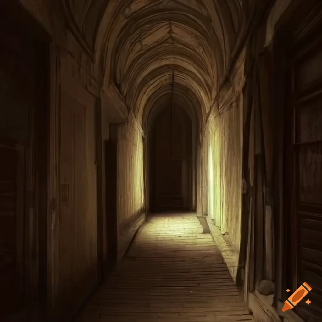 Long corridor of old house