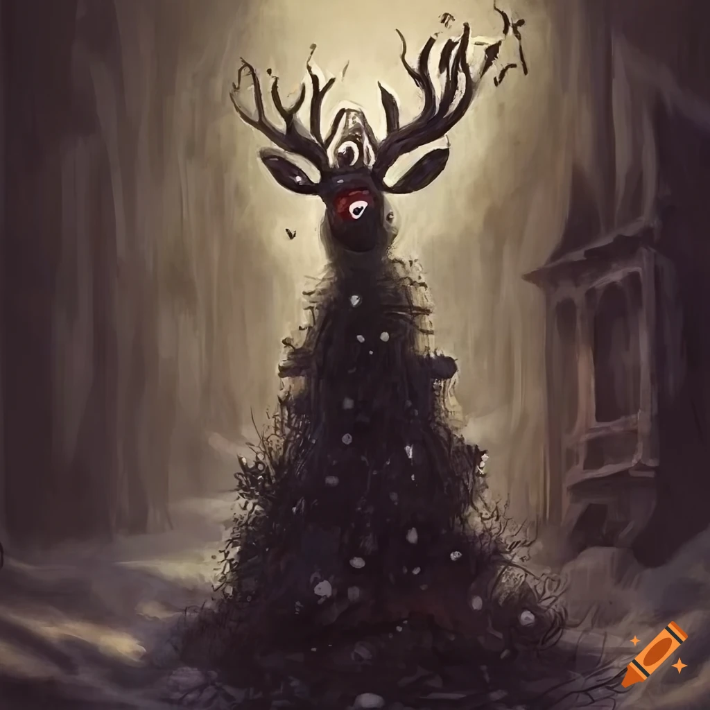 Gothic depiction of rudolph the red nosed reindeer
