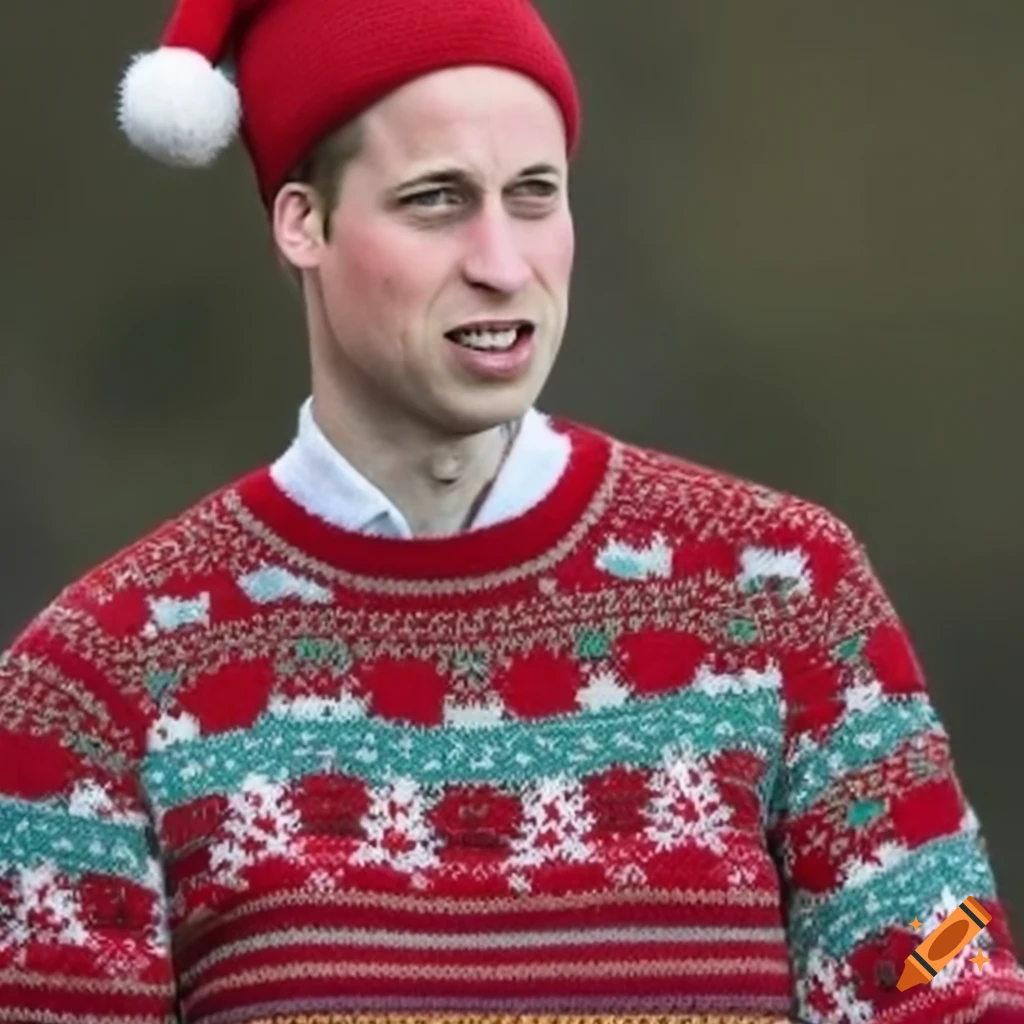 Prince william wearing a christmas jumper on Craiyon