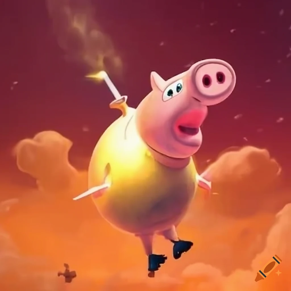 George pig riding a supersonic missile