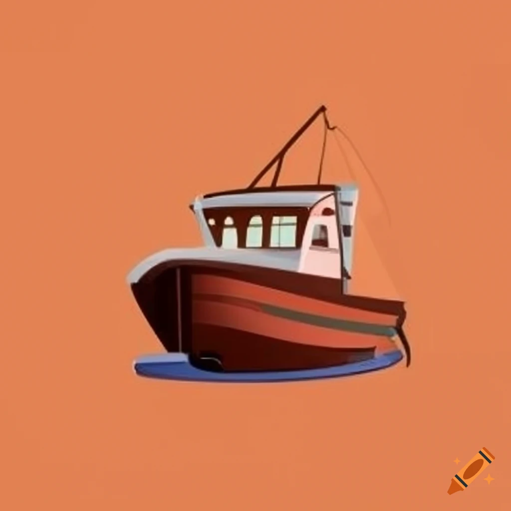 2d vector illustration of a fishing boat on Craiyon