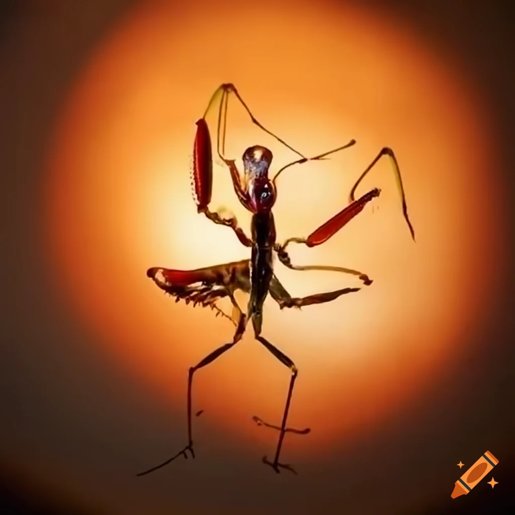 Mantis jumping through a ring of fire
