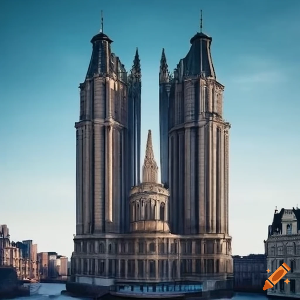 Impressive Edwardian and Victorian skyscraper with lofty pillars on Craiyon