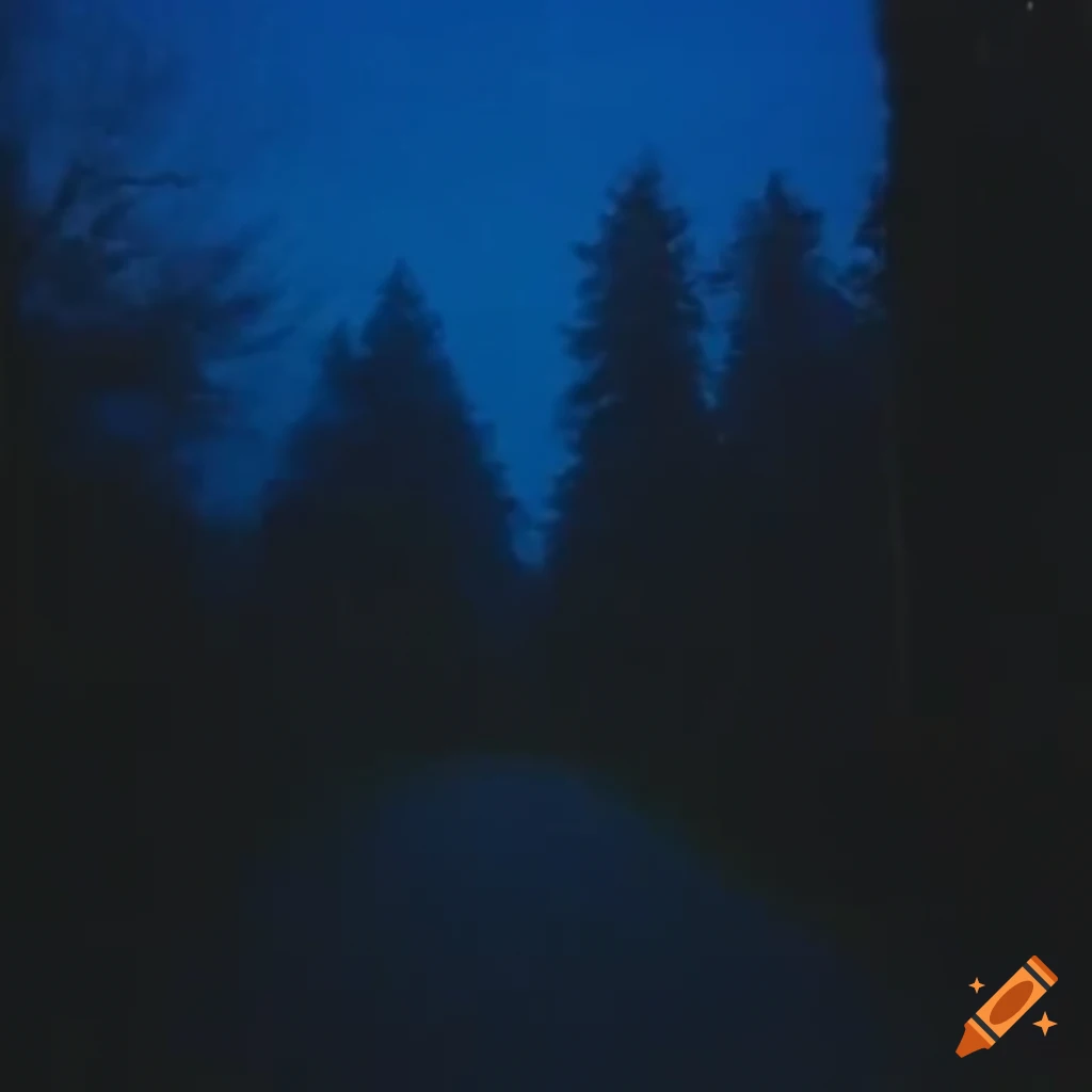 Grainy low-quality photo of a forest and meadow at night in victoria ...