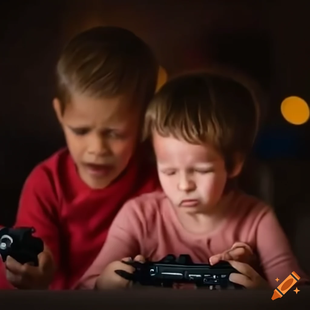 Two kids crying while playing video games