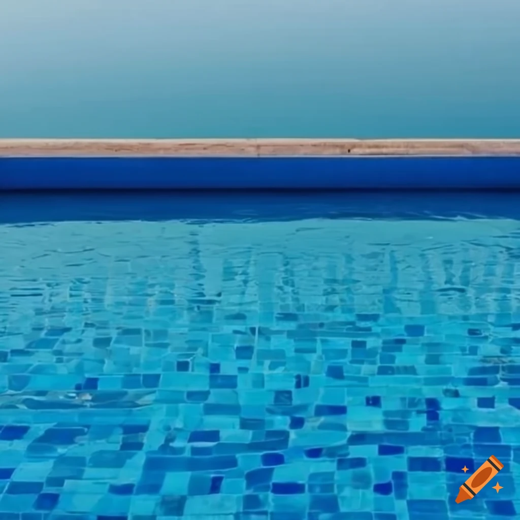 Outdoor pool with blue tiles in a mediterranean setting